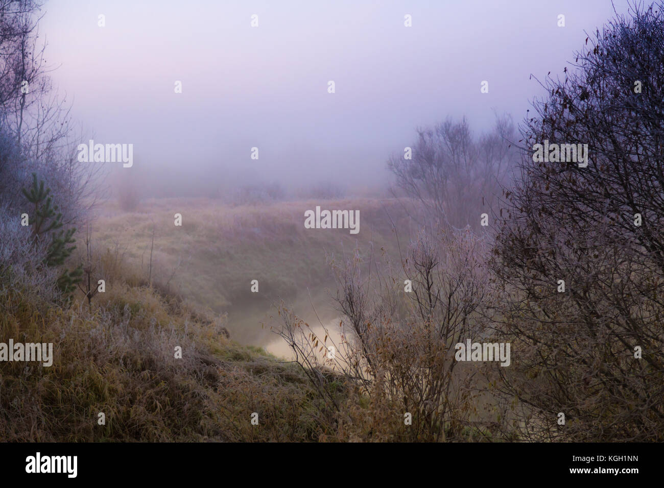 October predawn fog Stock Photo - Alamy