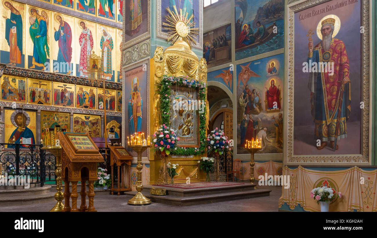 The Valdai Iversky Svyatoozersky Bogoroditsky Monastery. The interior ...