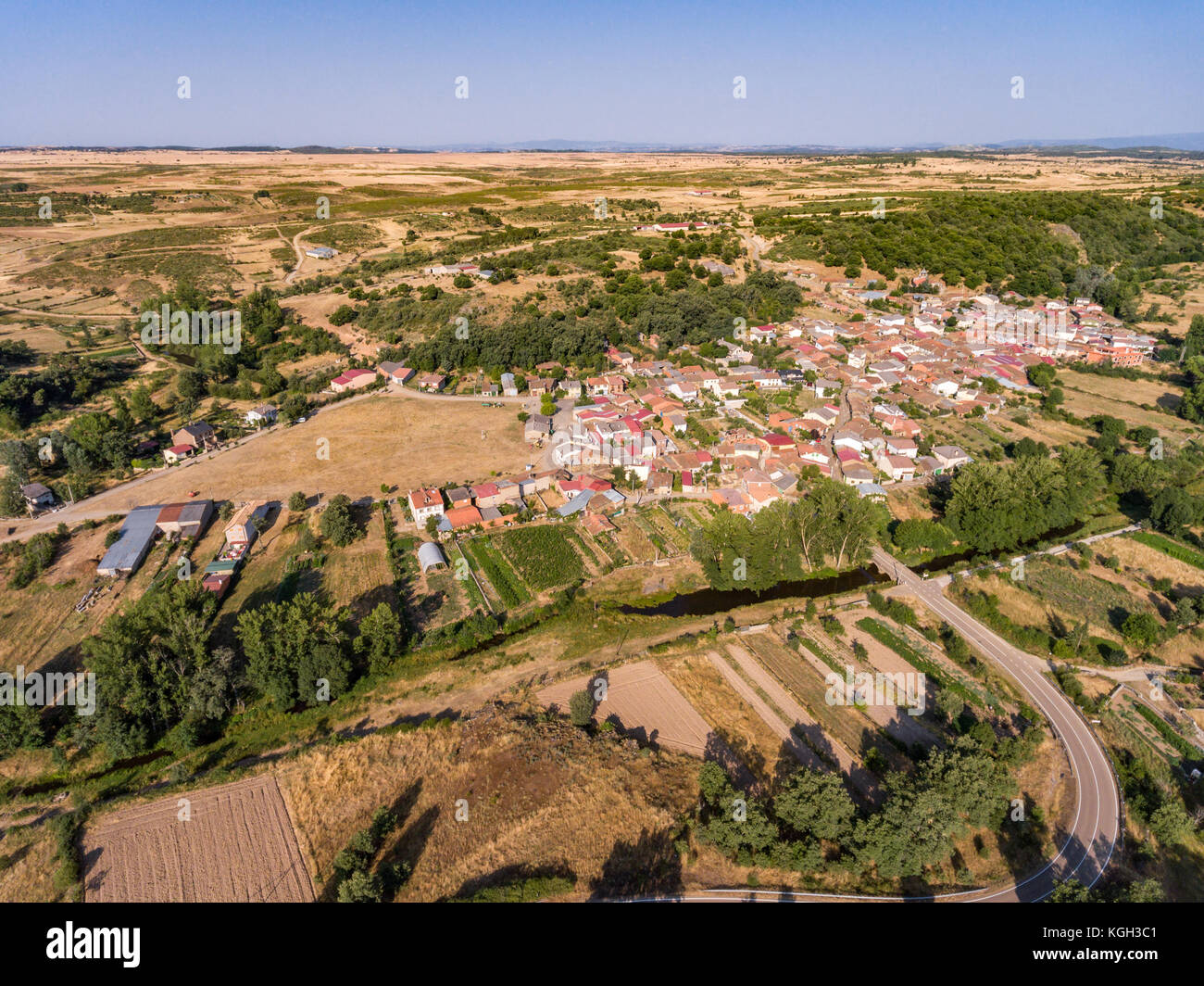 Pobladura de aliste small village aerial view Stock Photo - Alamy