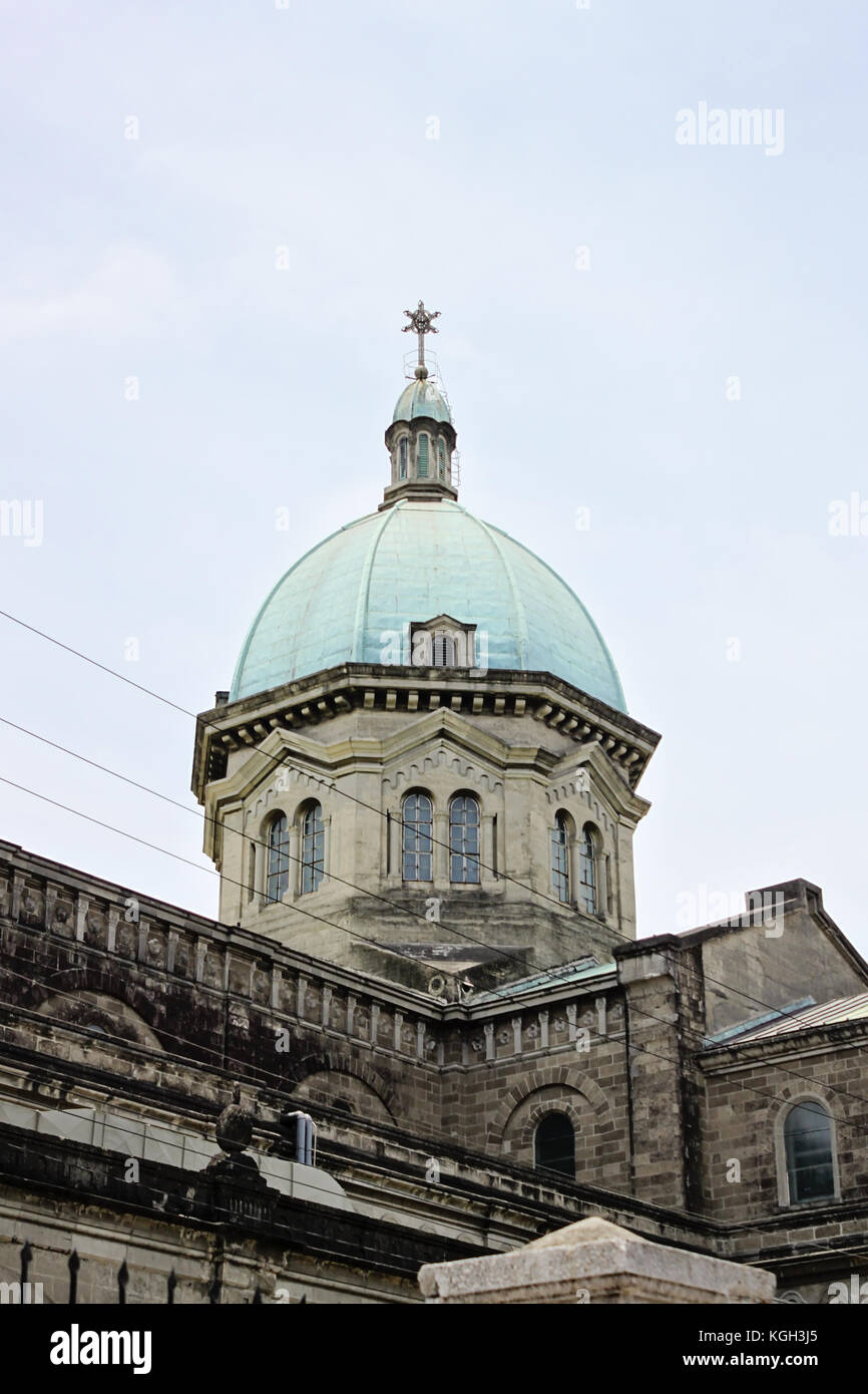Dome of Manila Cathedral, close-up of Roman Catholic basilica located at Plaza de Roma in the ...