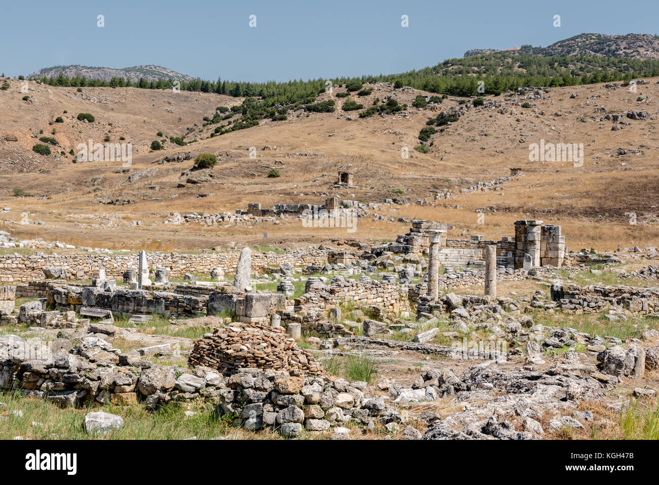 Ancient ruins in Hierapolis, Pamukkale, Turkey. UNESCO World Heritage ...