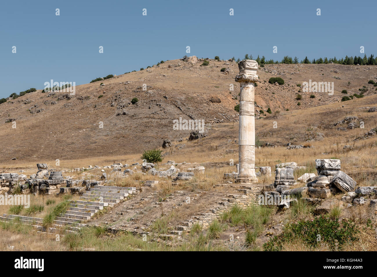 Ancient ruins in Hierapolis, Pamukkale, Turkey. UNESCO World Heritage ...