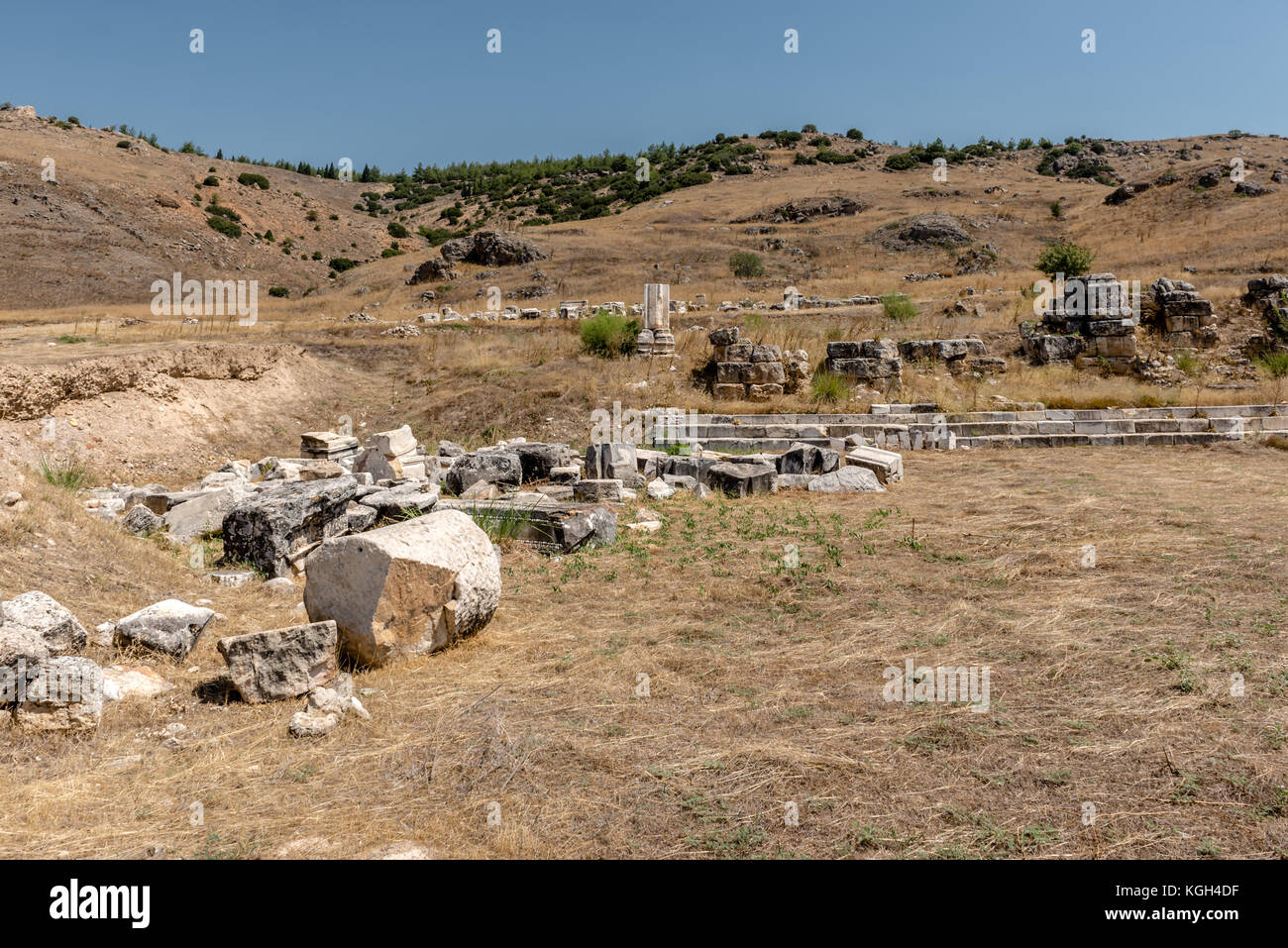 Ancient ruins in Hierapolis, Pamukkale, Turkey. UNESCO World Heritage ...