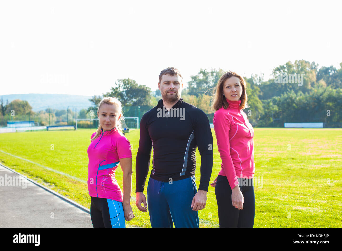 Friends before workout Stock Photo - Alamy