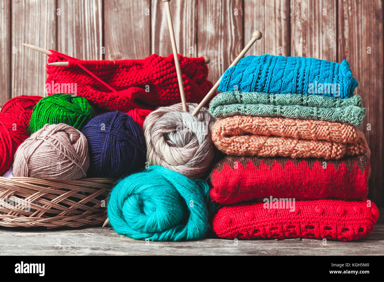 Color knitted clothes Stock Photo - Alamy
