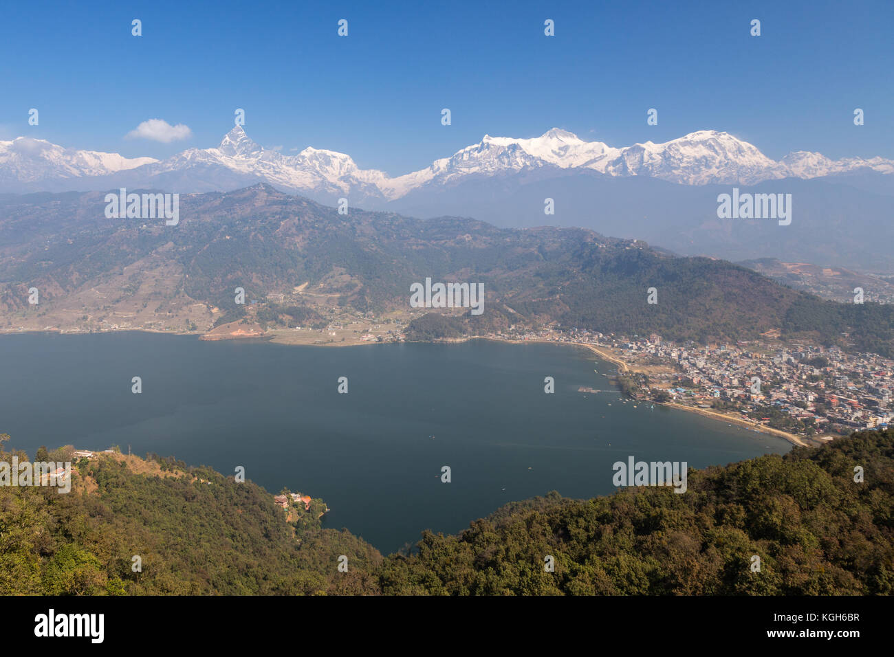 Pokhara seen from the track to the World Peace Pagoda Stock Photo - Alamy