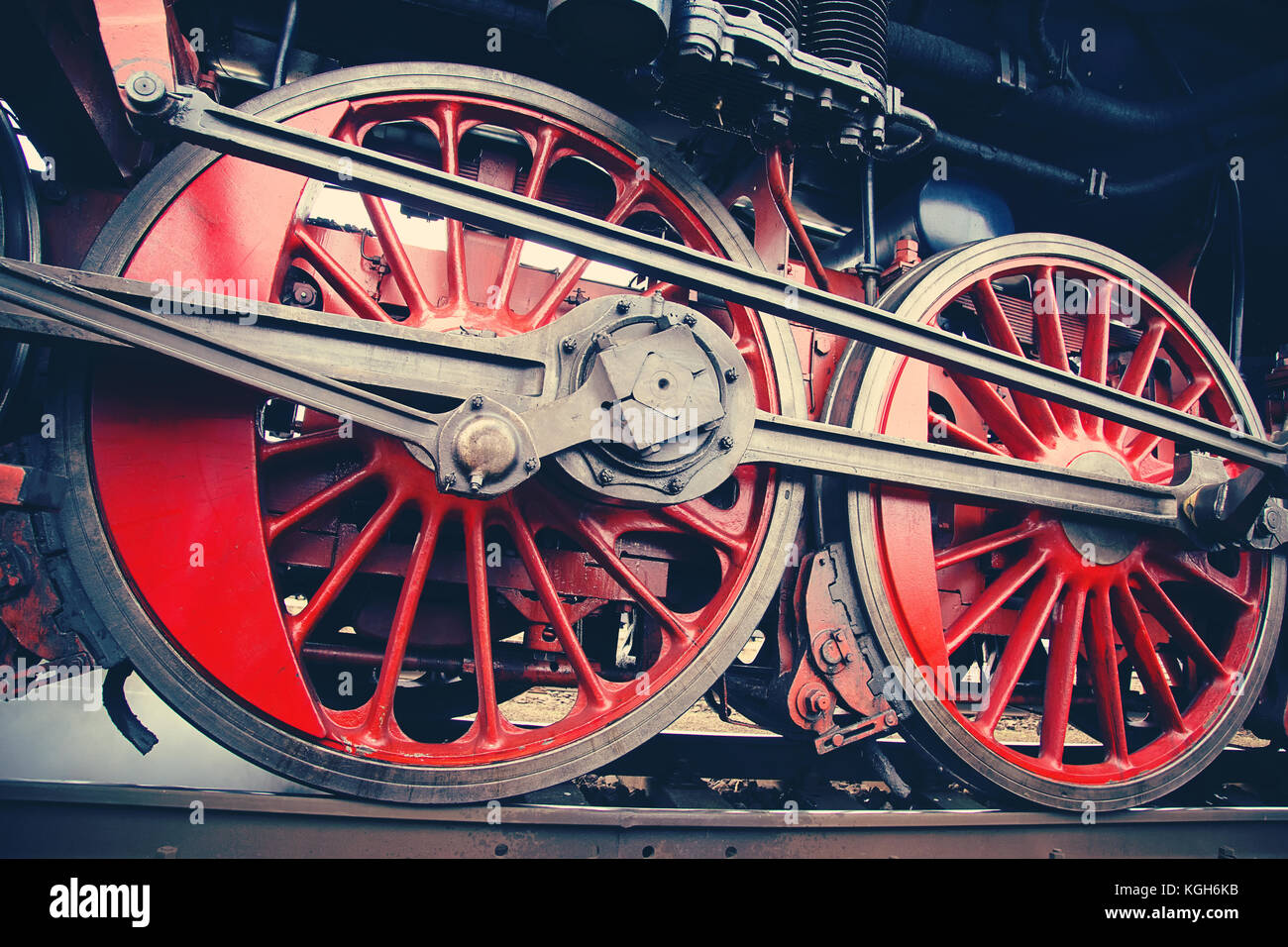 historical train close-up with steam Stock Photo - Alamy