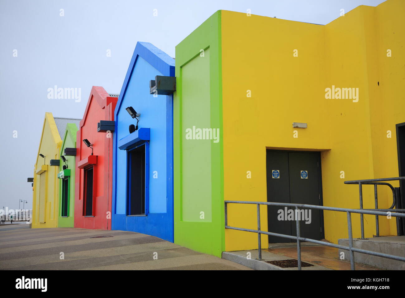 Cafe Giusto in Prestatyn, the colourful buildings alongside the beach ...
