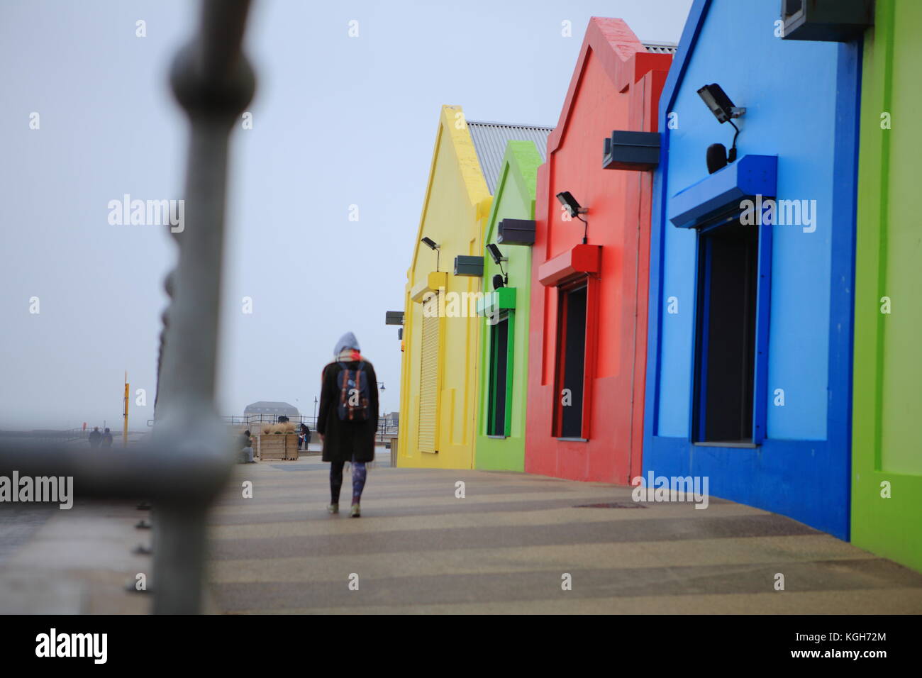 Cafe Giusto in Prestatyn, the colourful buildings alongside the beach ...