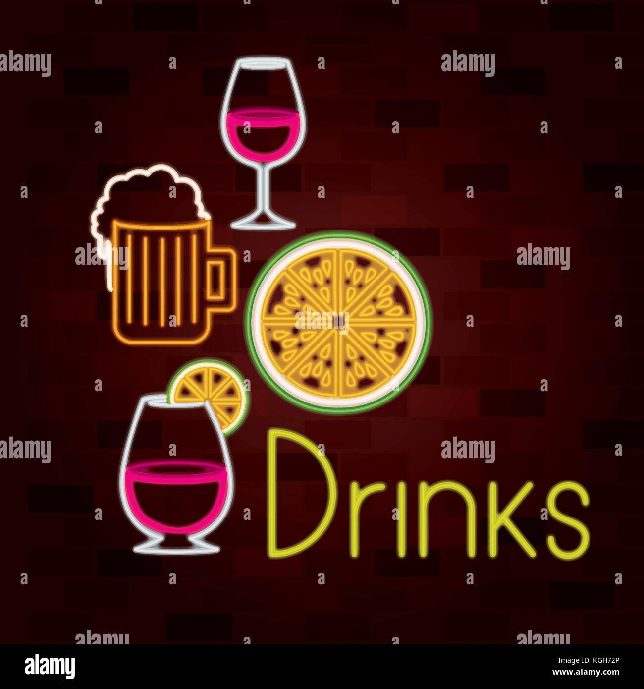 Drinks cocktail glass symbol logo neon Stock Vector Images - Alamy