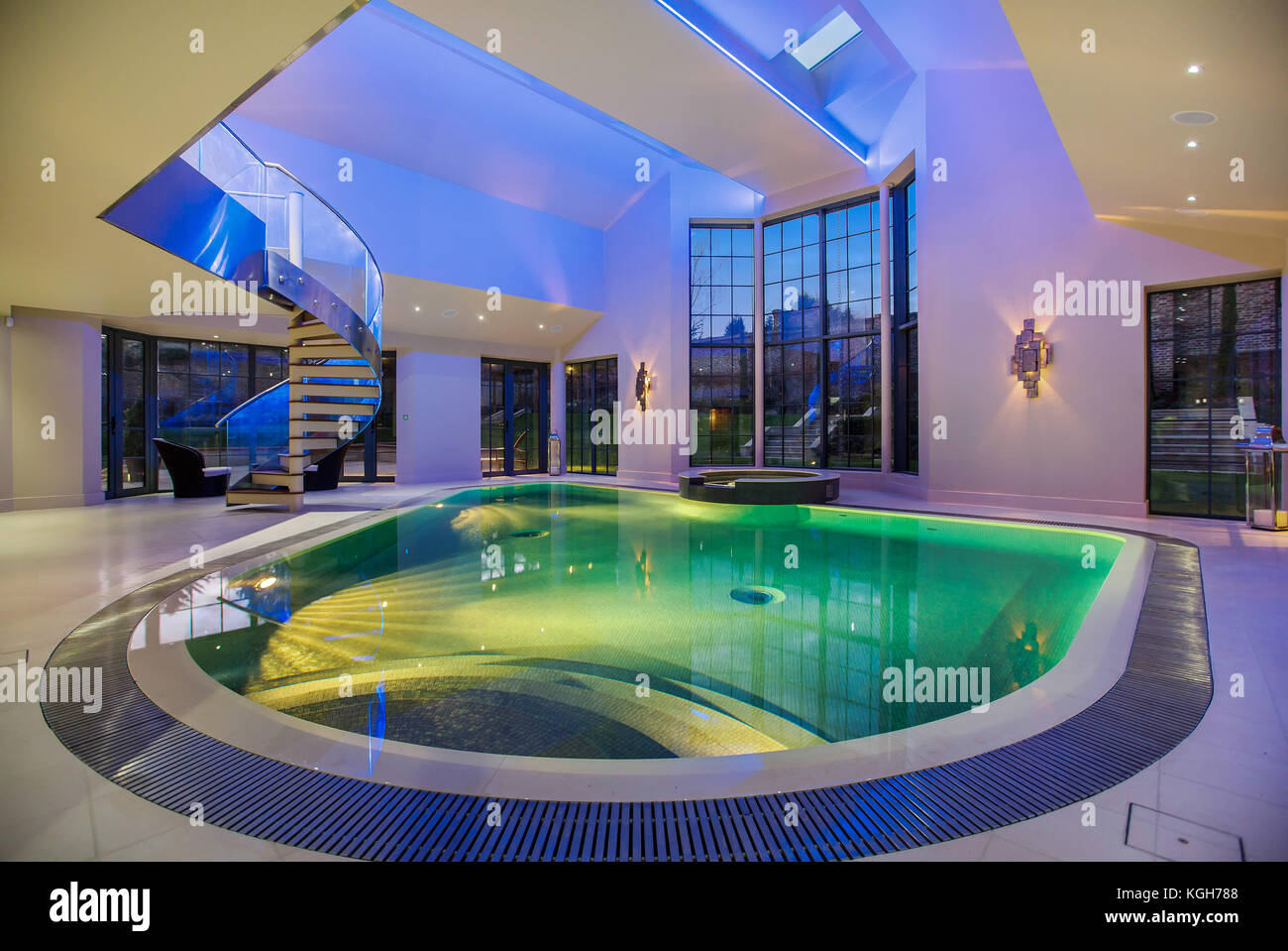 Luxury Pool area in big house with sauna Stock Photo - Alamy