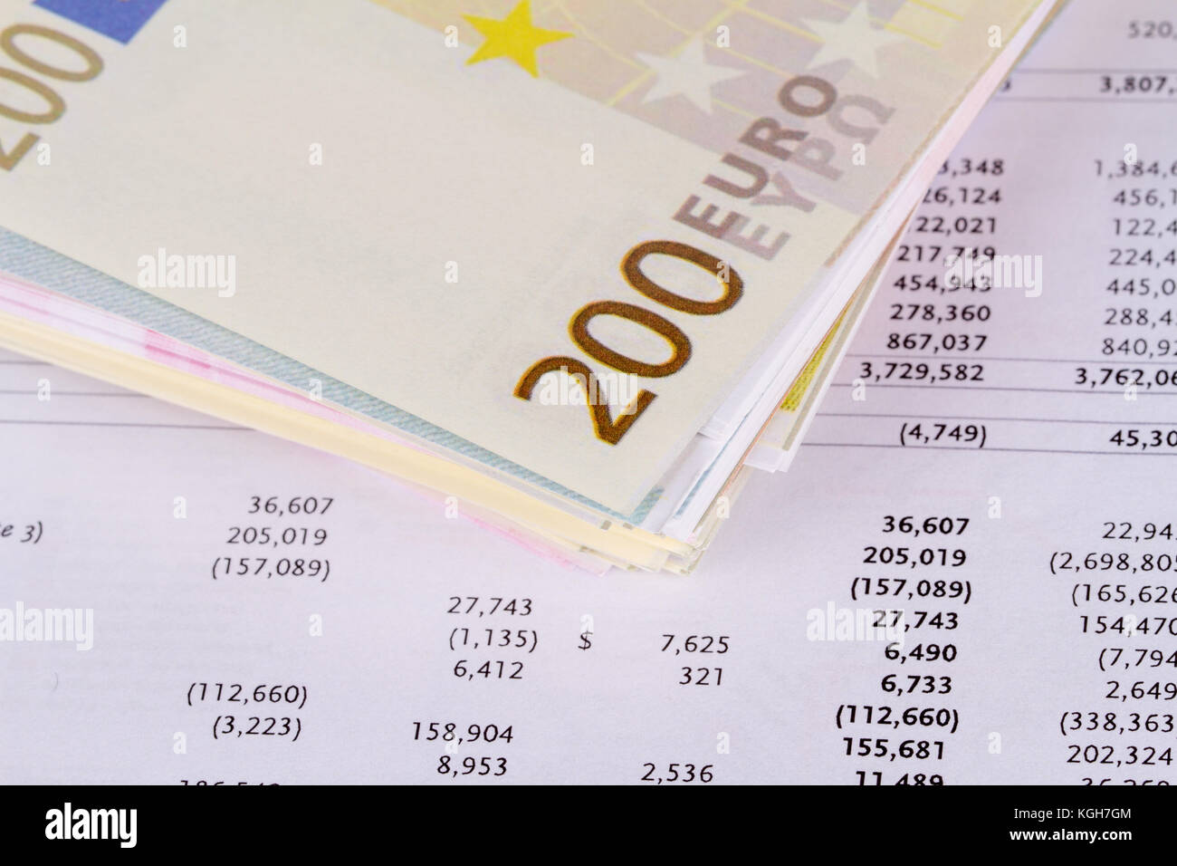 Finance concept, euro banknotes with graph chart management background ...