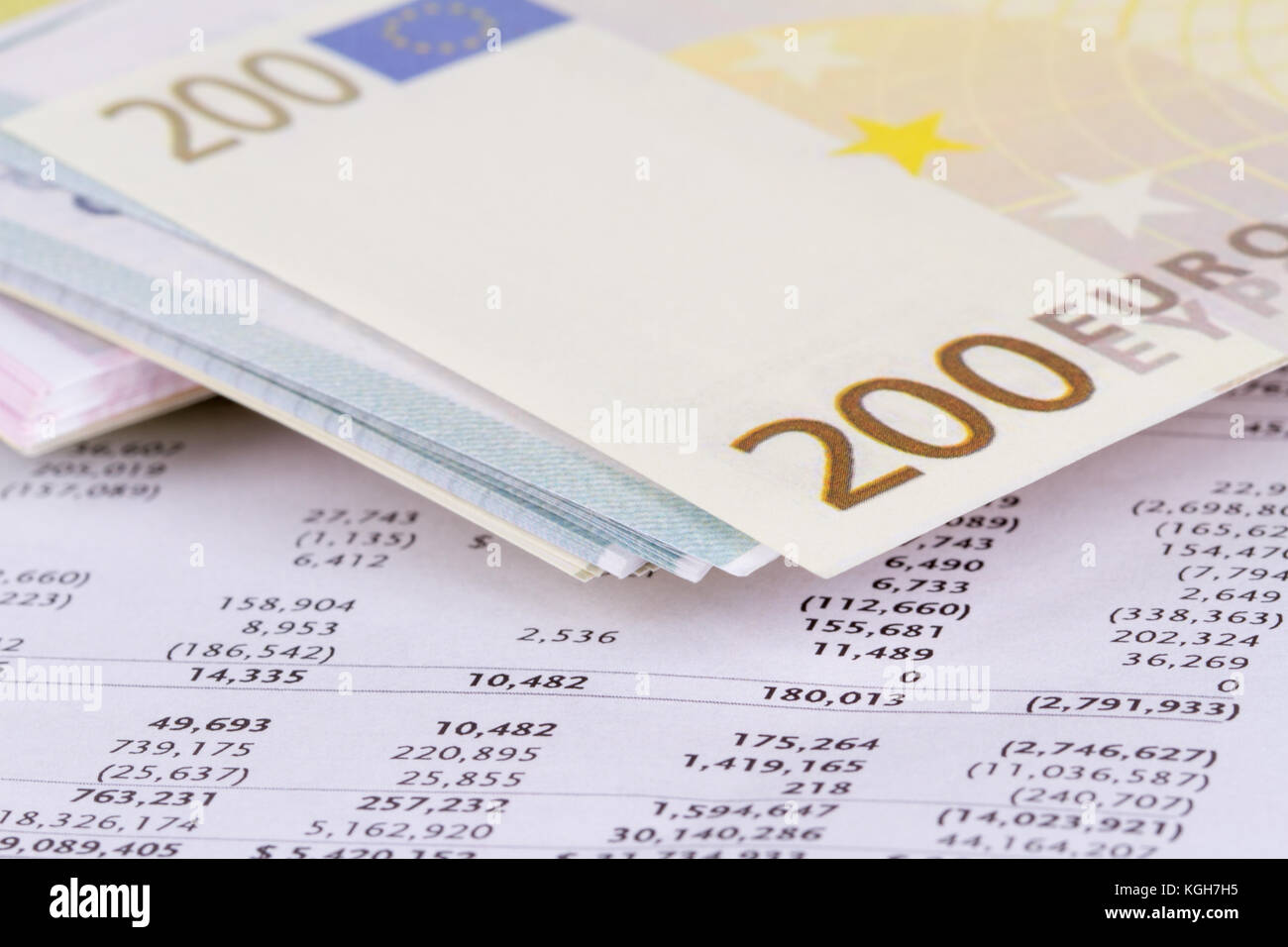 Finance concept, euro banknotes with graph chart management background ...