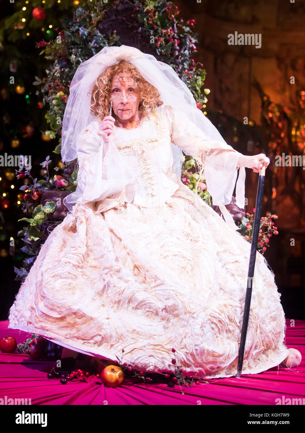 Actress Carole Copeland playing Miss Havisham in a Dickens-themed sets ...