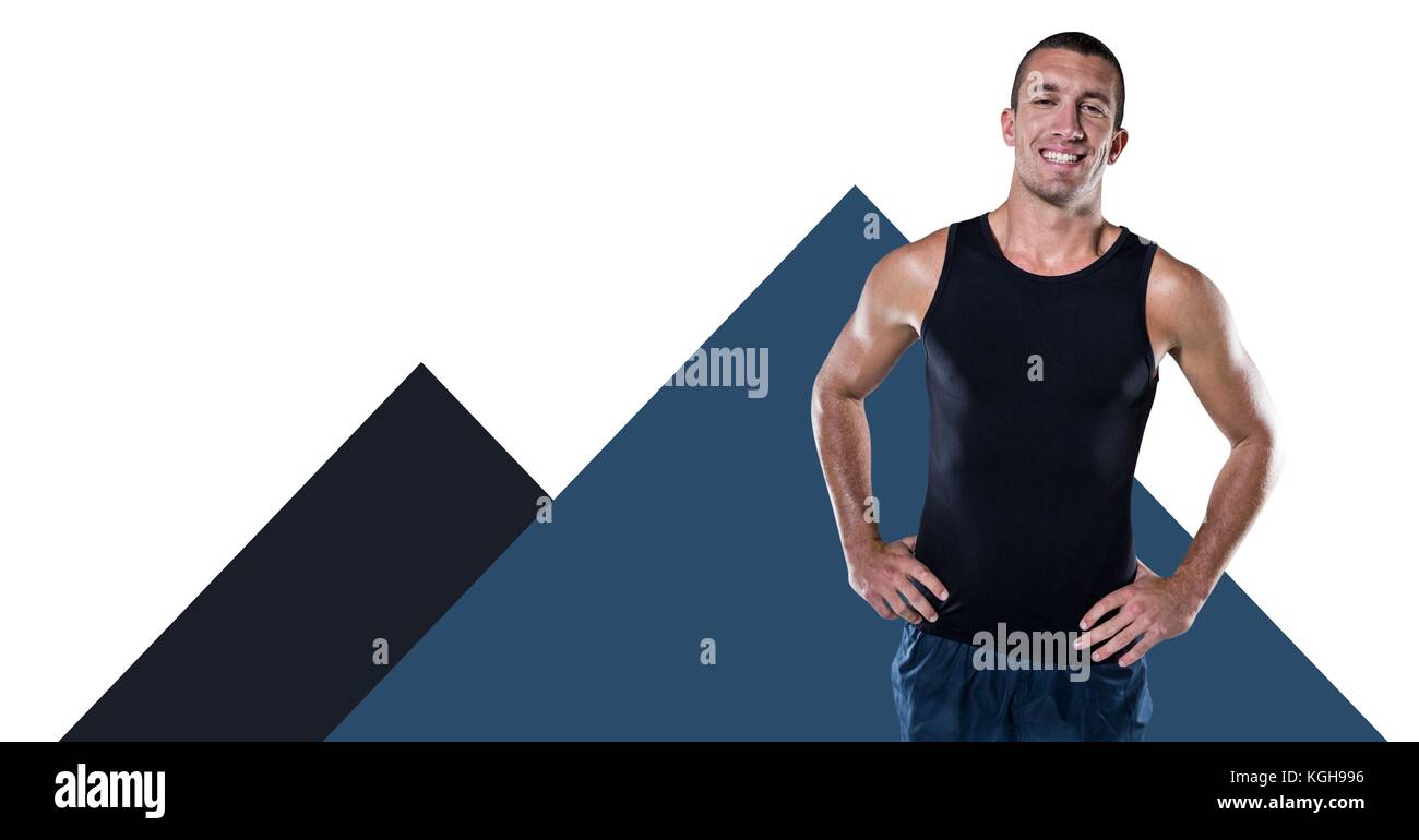 Digital composite of Fitness trainer man with minimal shapes Stock ...