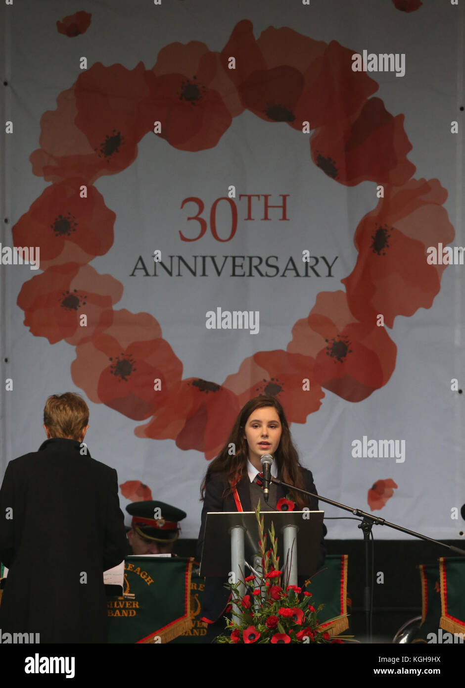 Jessica Murray speaks during a ceremony unveiling a new memorial to the ...