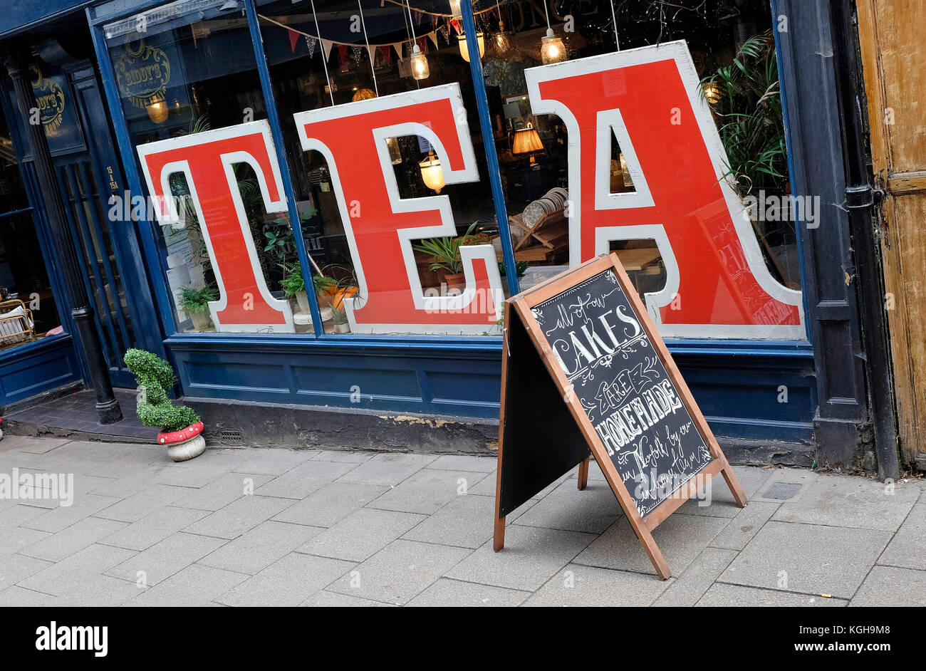 large tea letters in window of tearoom, norwich, norfolk, england Stock ...