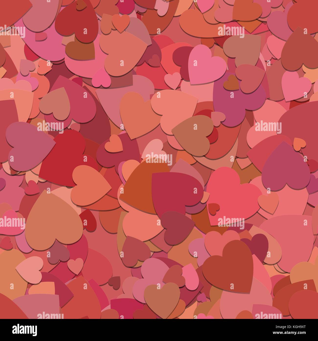 Abstract seamless random heart background pattern - vector illustration from rotated red hearts ...