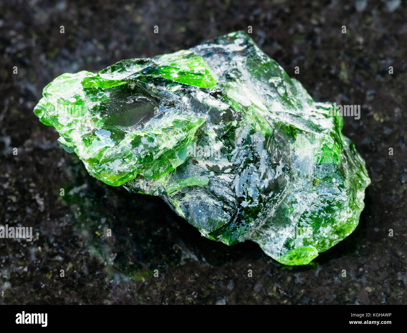 macro shooting of natural mineral rock specimen - raw crystal of Chrome ...