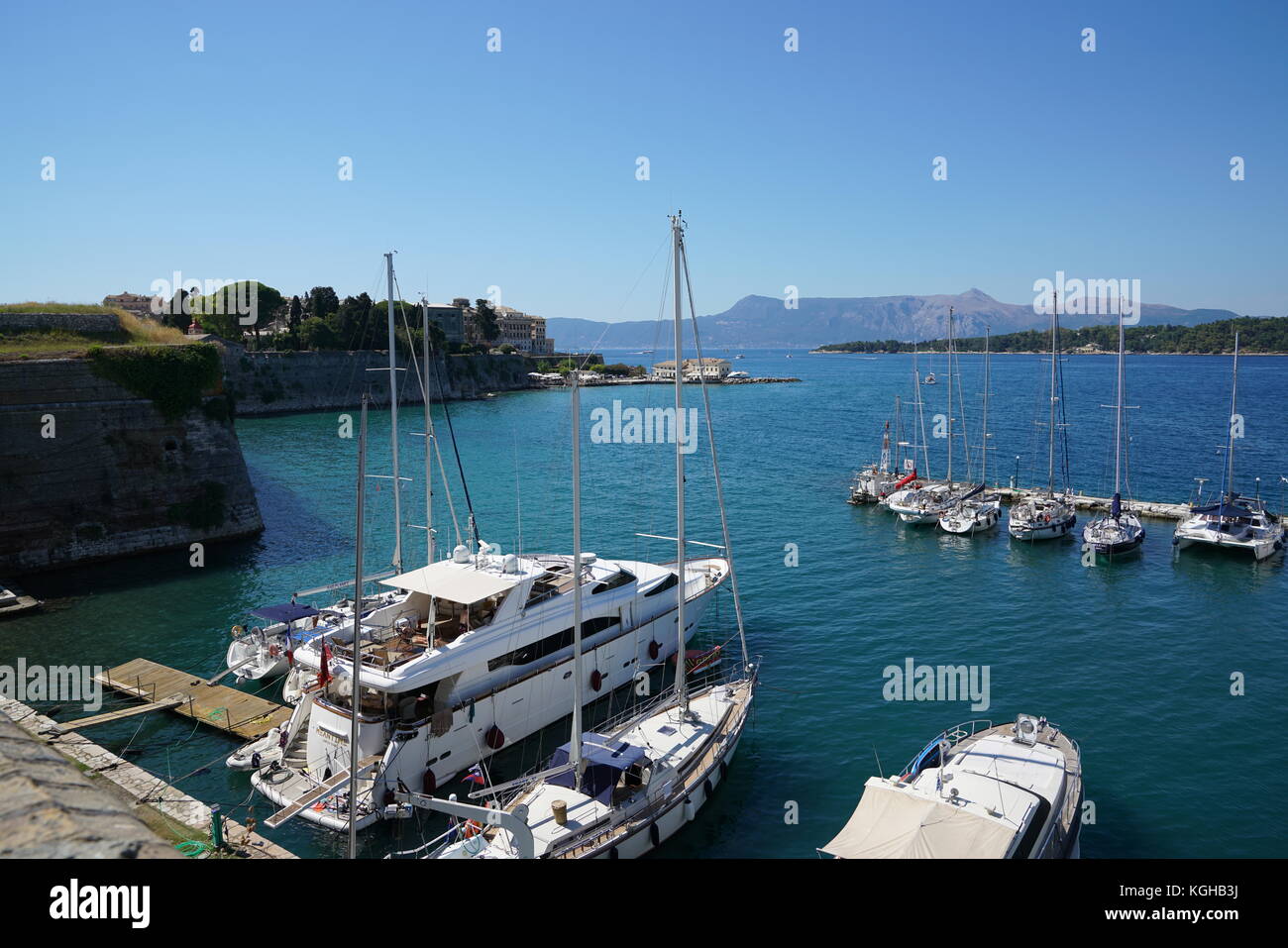 Old Town of Corfu, Greece: Sailboats at the harbour of Corfu Stock ...