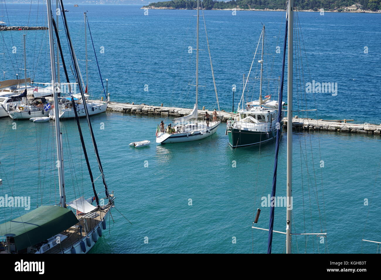 Old Town of Corfu, Greece: Sailboats at the harbour of Corfu Stock ...