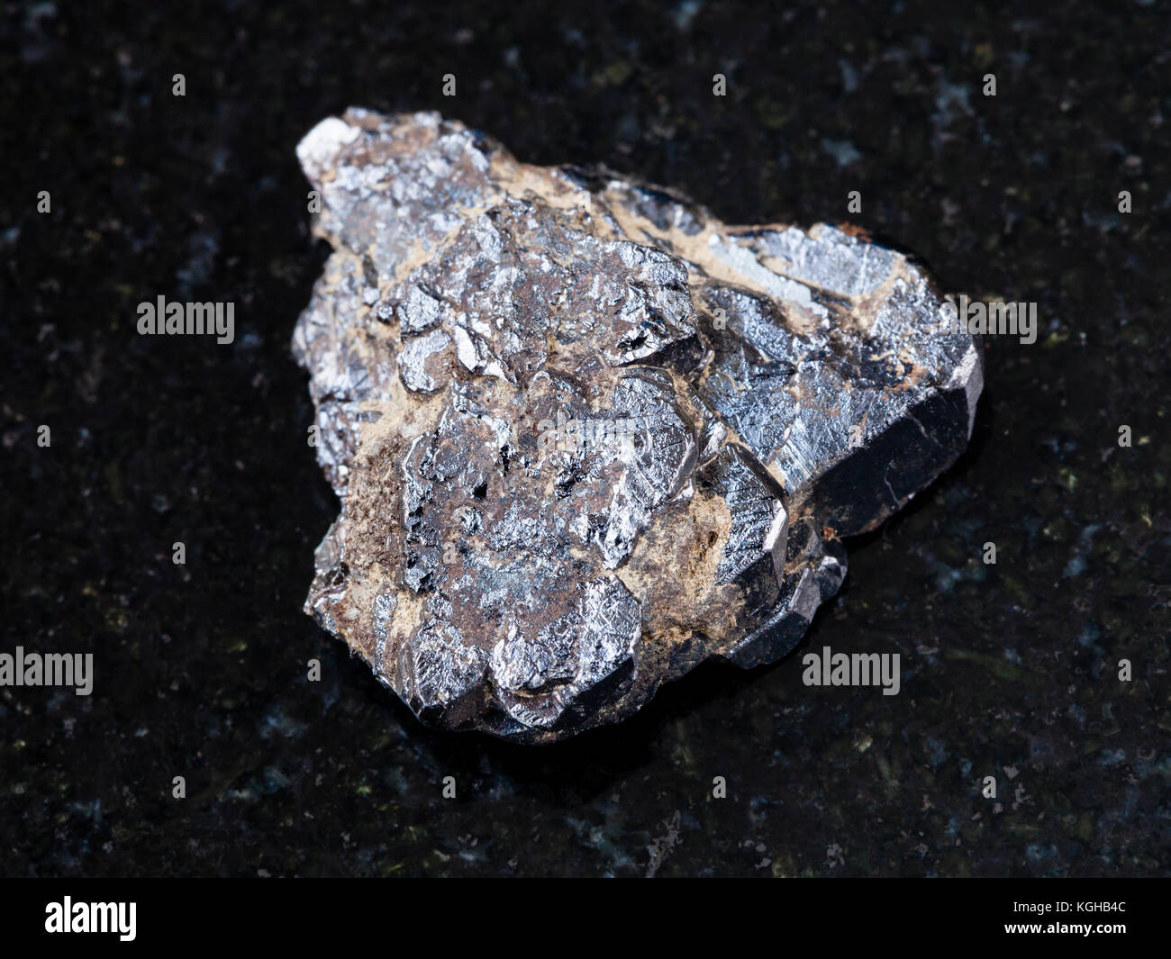 macro shooting of natural mineral rock specimen - rough Ilmenite stone ...