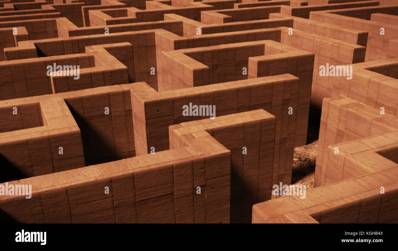 the mysterious maze, infinite concrete maze structure, 3d render Stock ...