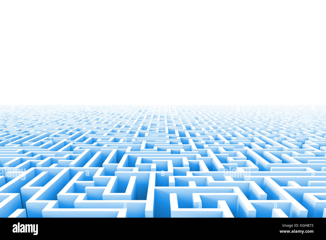 huge blue maze structure blends into a white background (3d ...