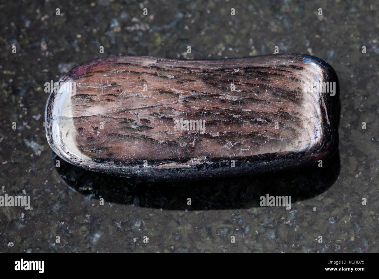 macro shooting of natural mineral rock specimen - polished Hypersthene ...