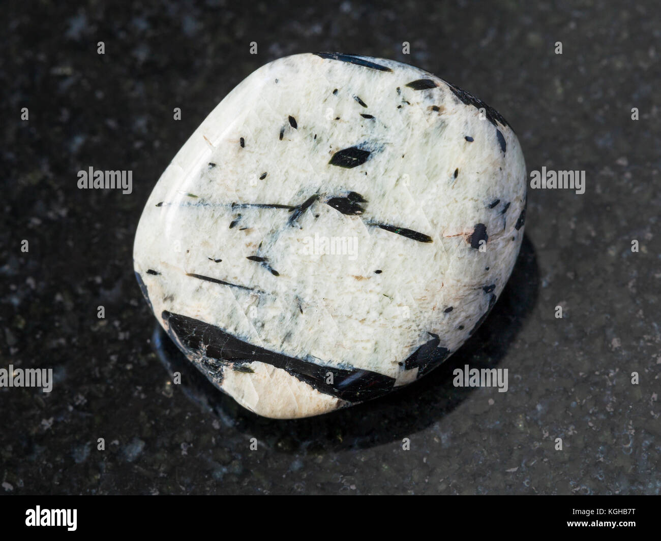 macro shooting of natural mineral rock specimen - black aegirine ...