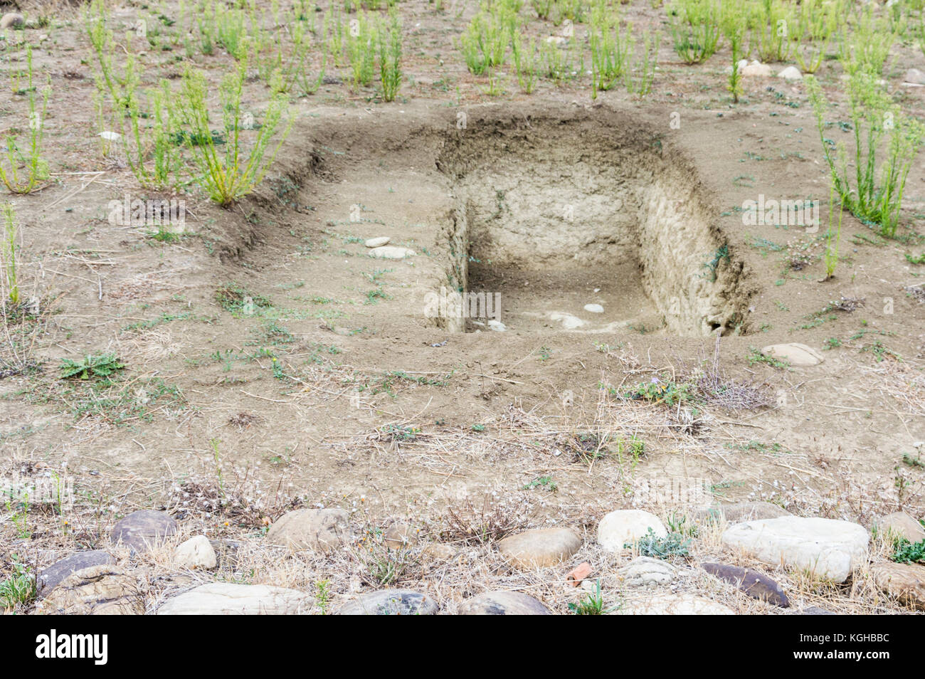 View of an empty grave ground. Open dumping. Religious place. Daylight ...