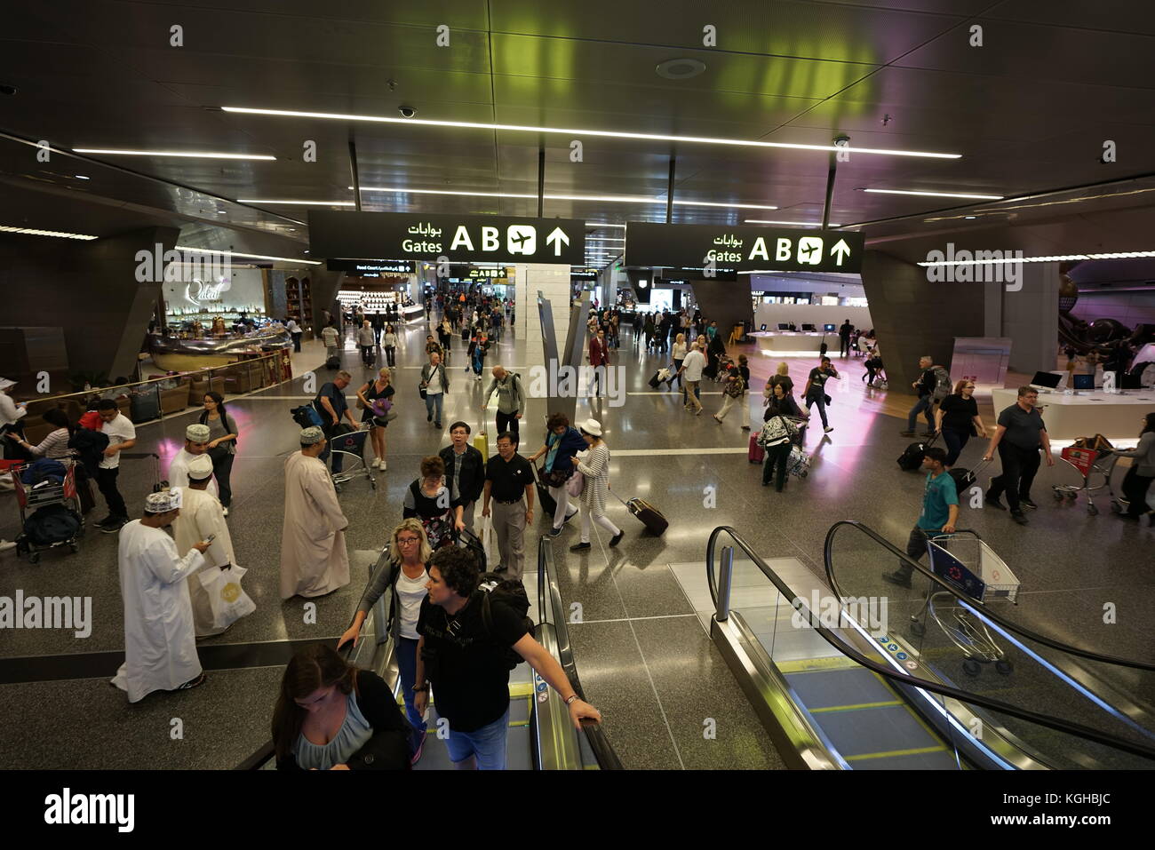 Hamad International Airport, Doha, Qatar: Terminal interior leading to ...