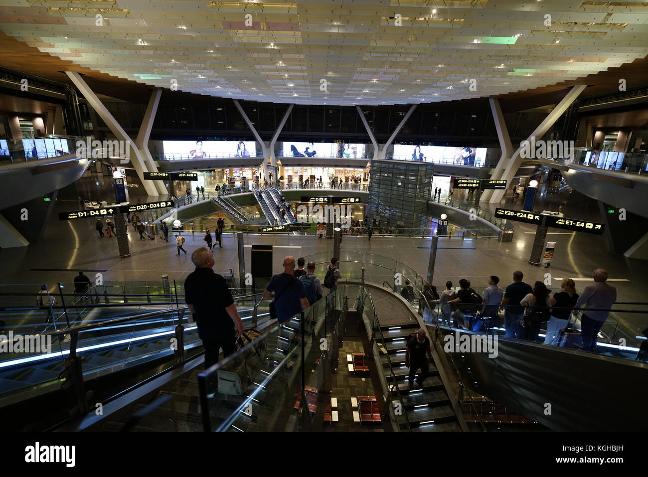 Hamad International Airport, Doha, Qatar: Terminal interior leading to ...