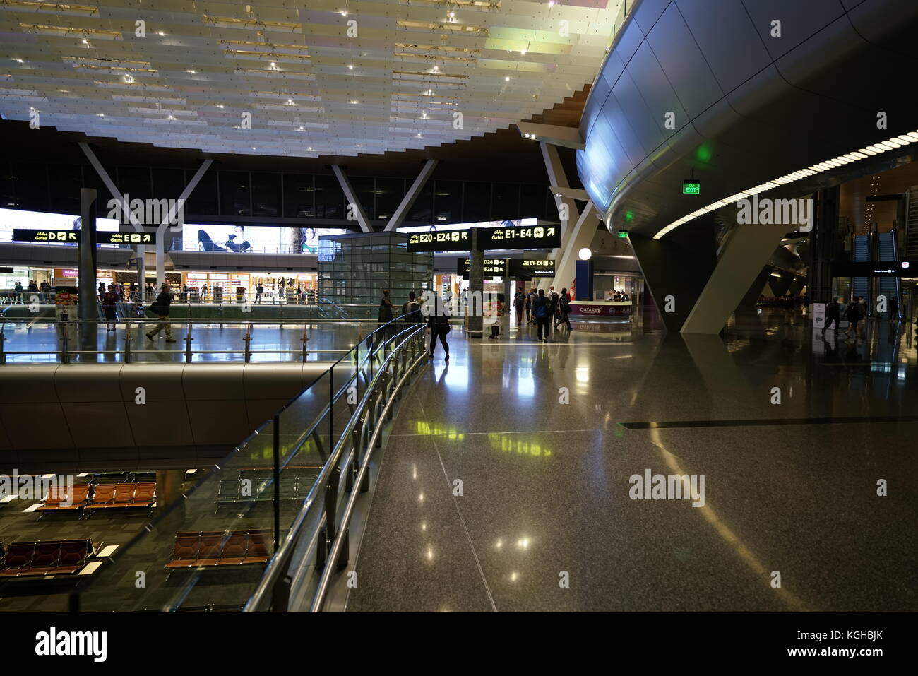 Hamad International Airport, Doha, Qatar: Terminal interior leading to ...