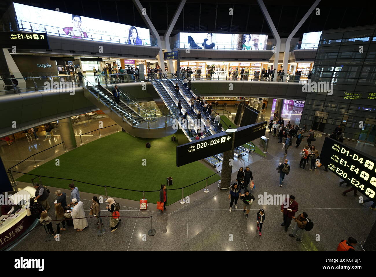 Hamad International Airport, Doha, Qatar: Terminal interior leading to ...