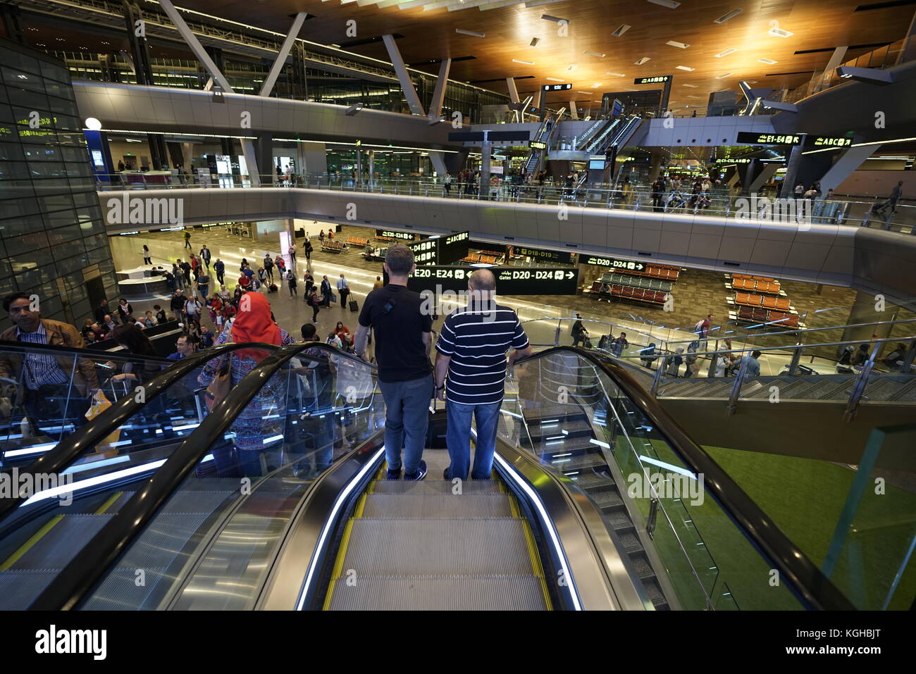 Hamad International Airport, Doha, Qatar: Terminal interior leading to ...