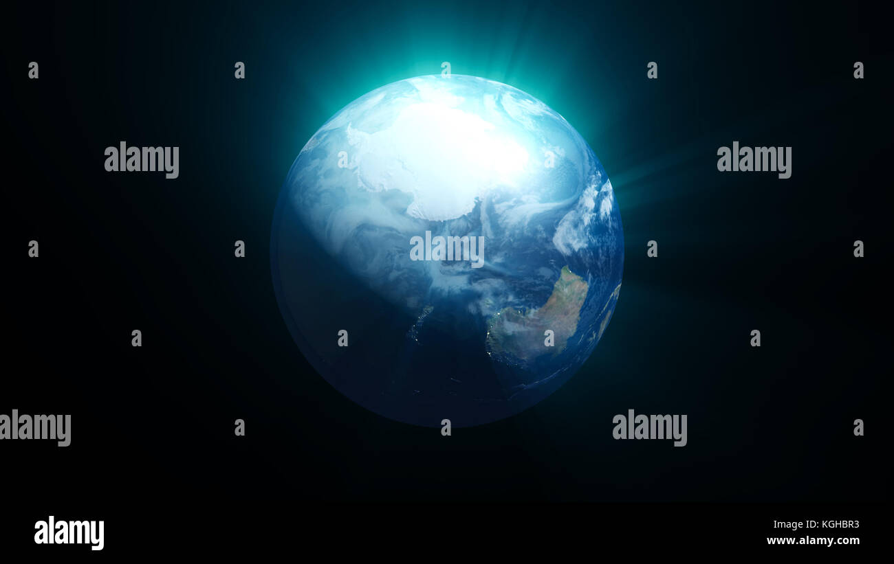 Planet earth with shine effect on black background Stock Photo - Alamy