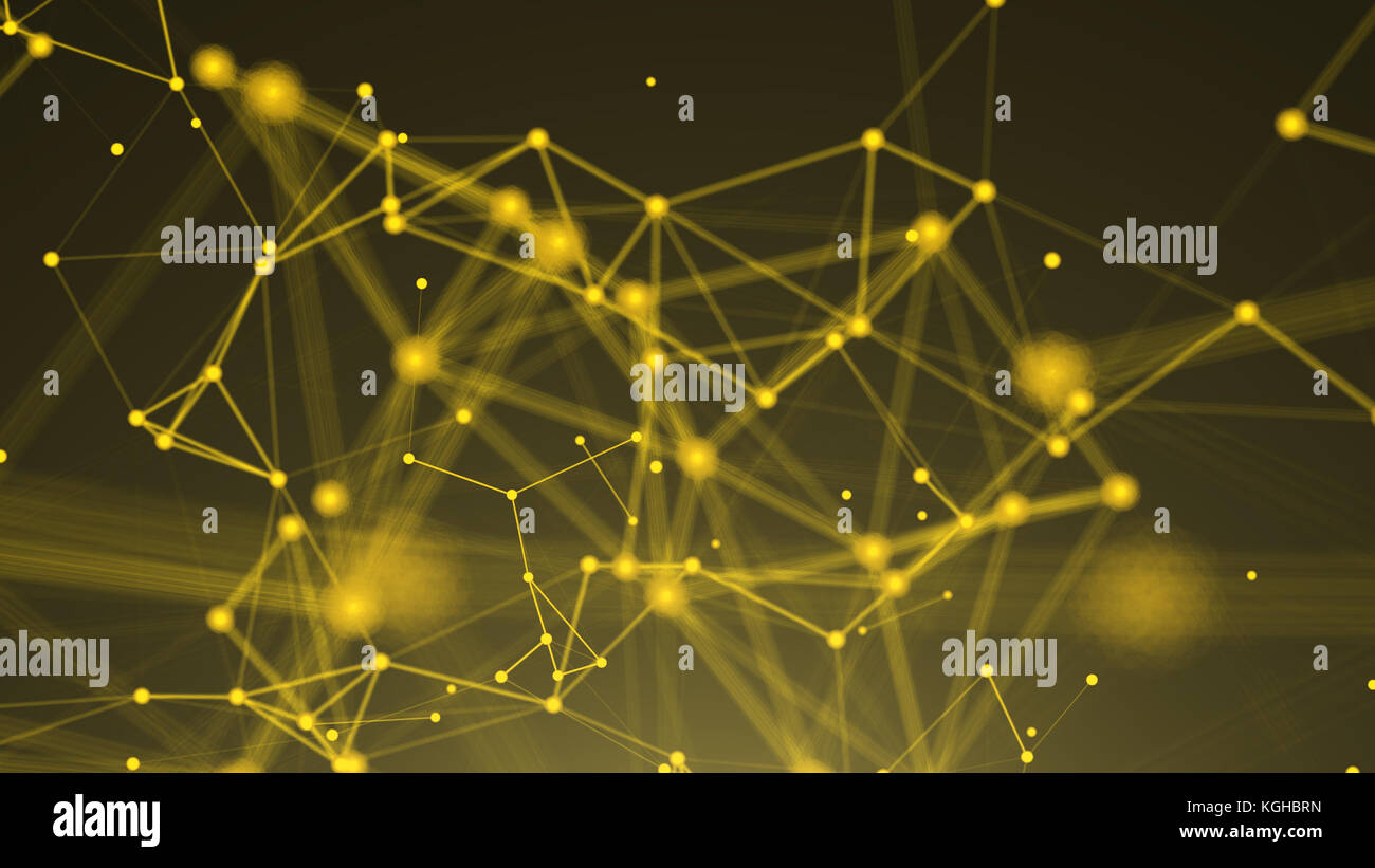 Abstract connection dots. Technology background. Digital drawing gold ...