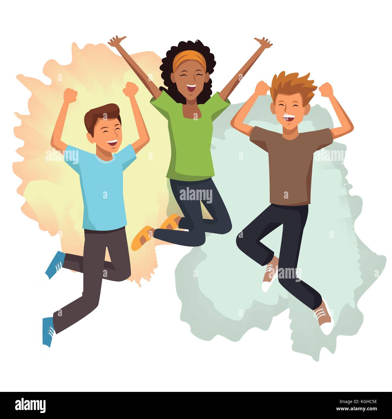 Friends jumping cartoon Stock Vector Image & Art - Alamy