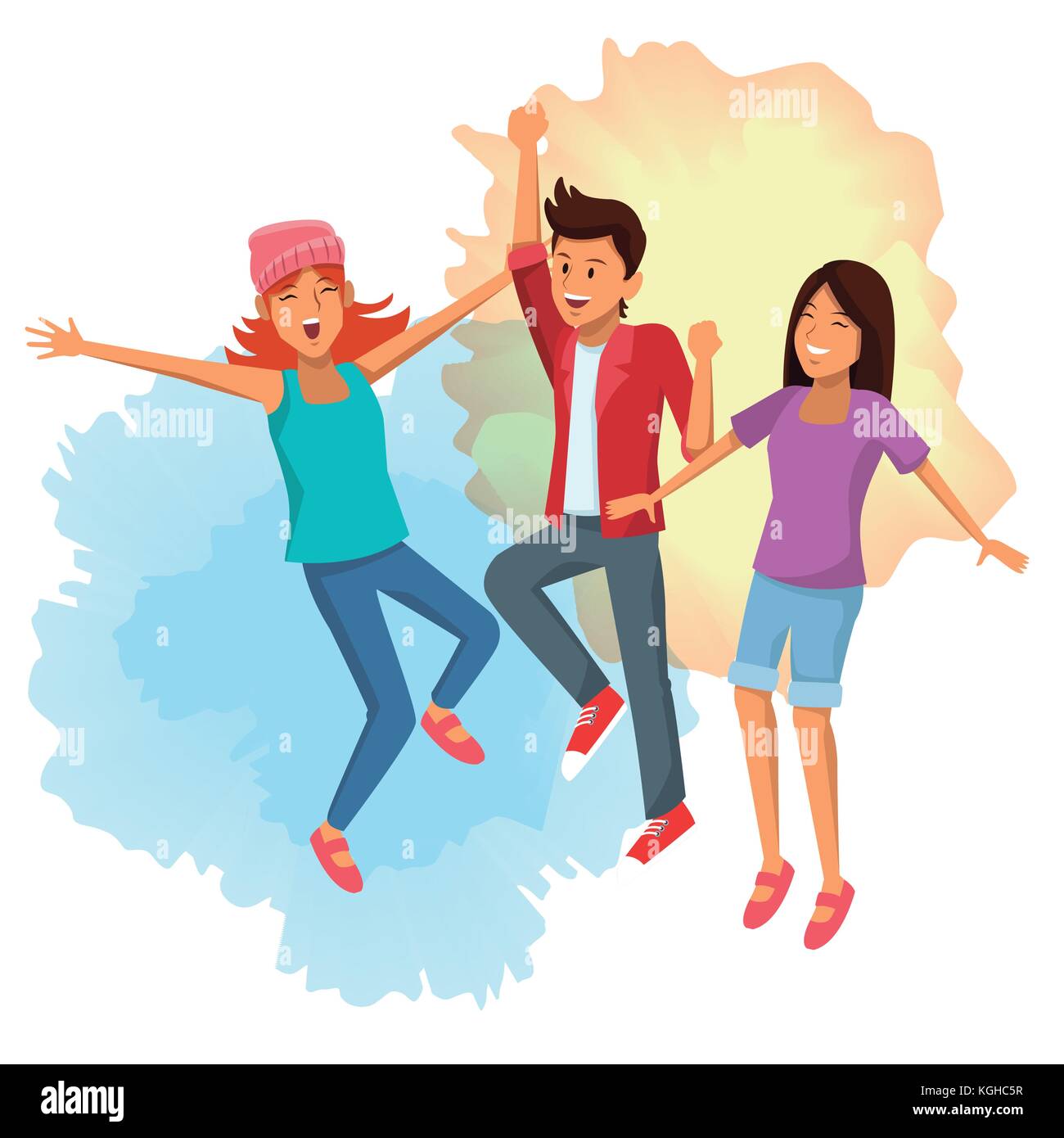 Friends jumping cartoon Stock Vector Image & Art - Alamy