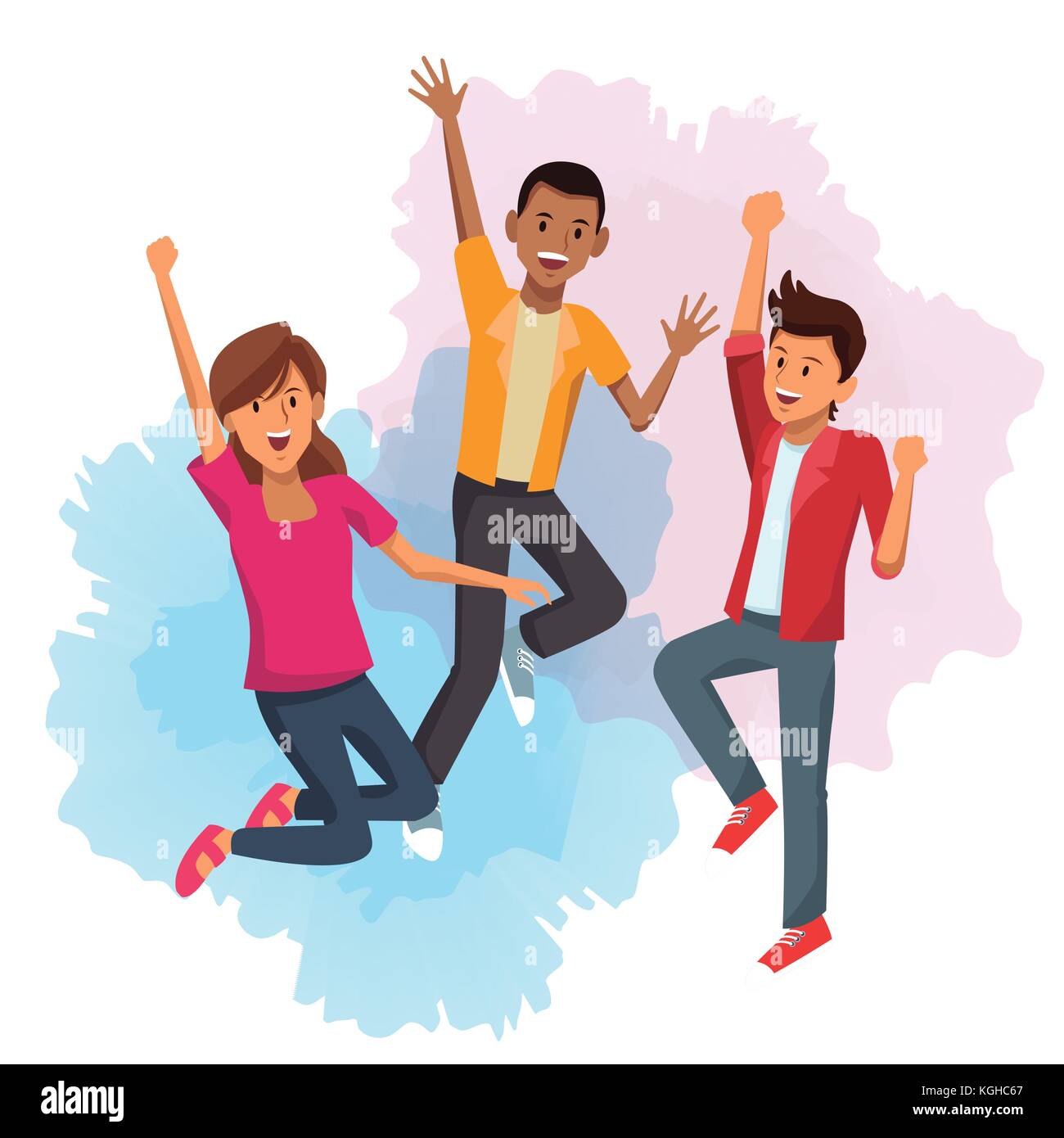 Friends jumping cartoon Stock Vector Image & Art - Alamy