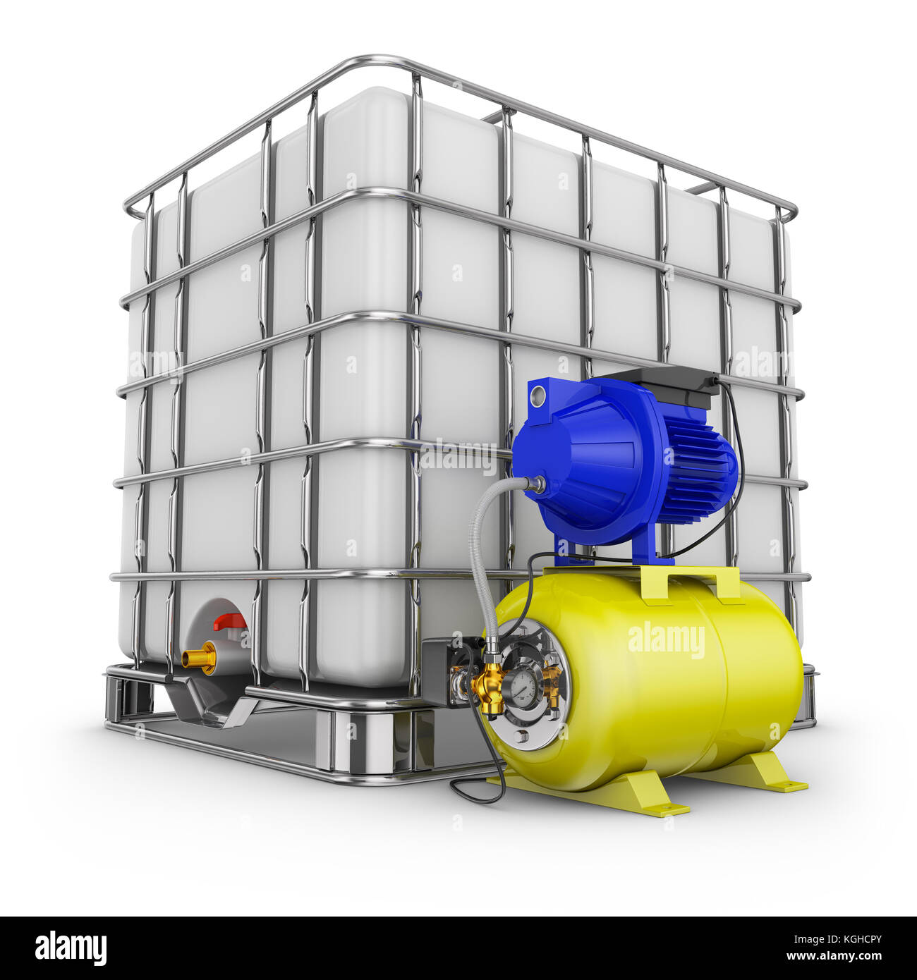 Pump station and water tank. 3d rendering Stock Photo - Alamy
