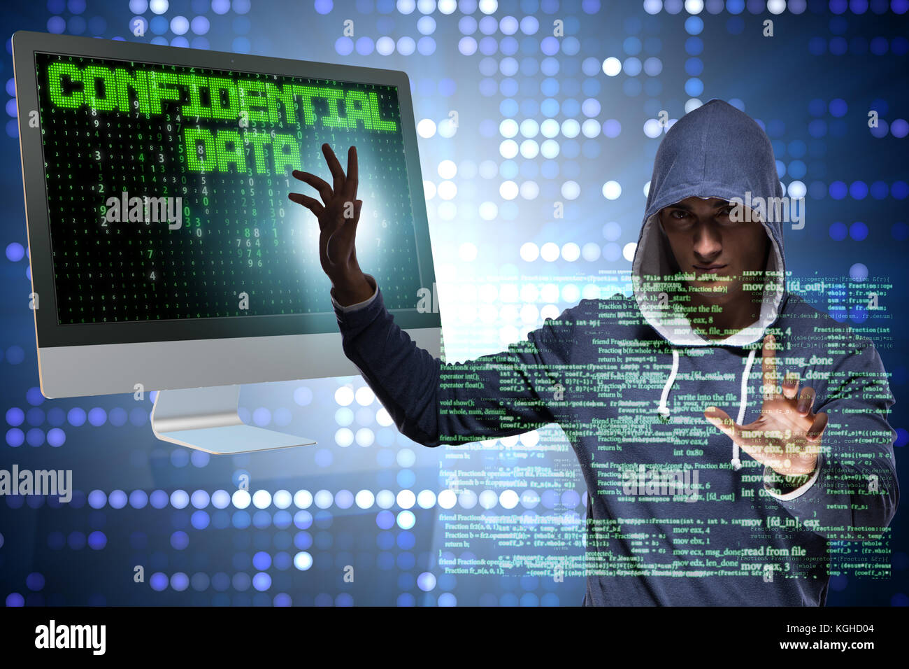Hooded hacker in data computer security concept Stock Photo - Alamy Hooded hacker in data computer security concept Stock Photo - Alamy