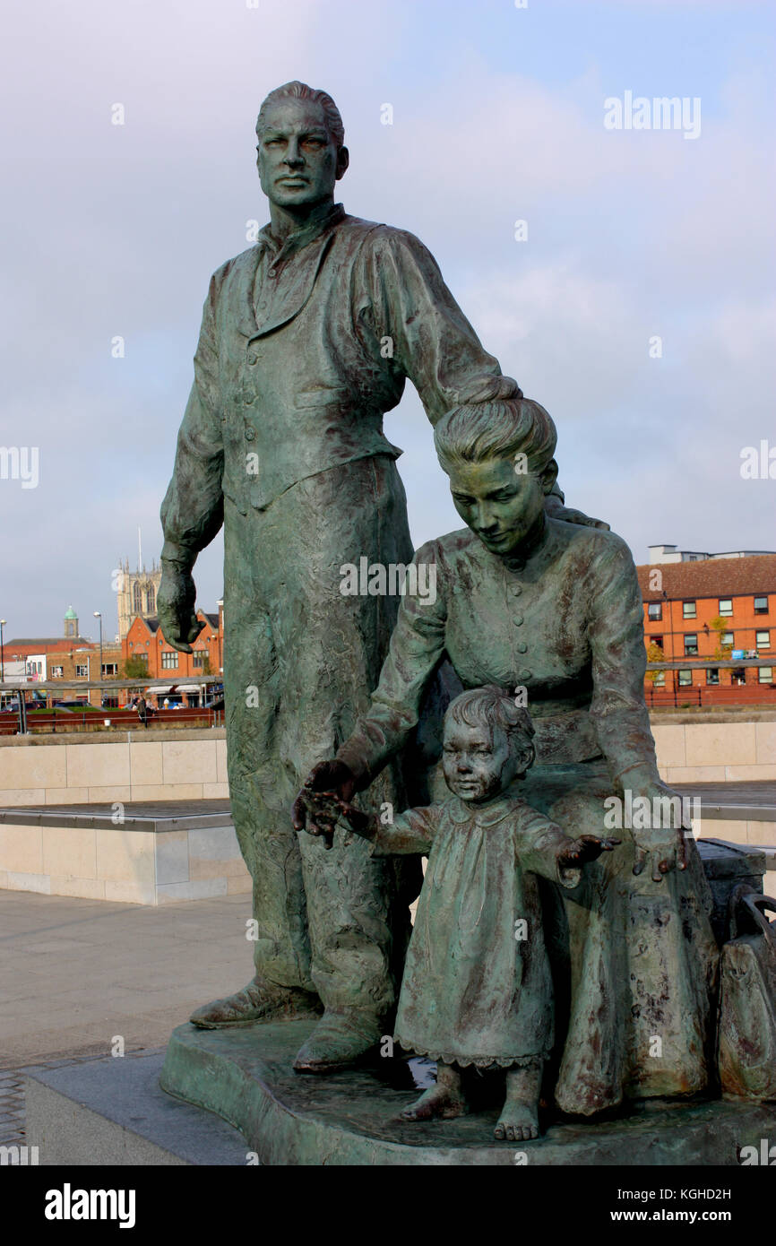 Neil Hadlock's statue about immigration and the city of Kingston-upon ...