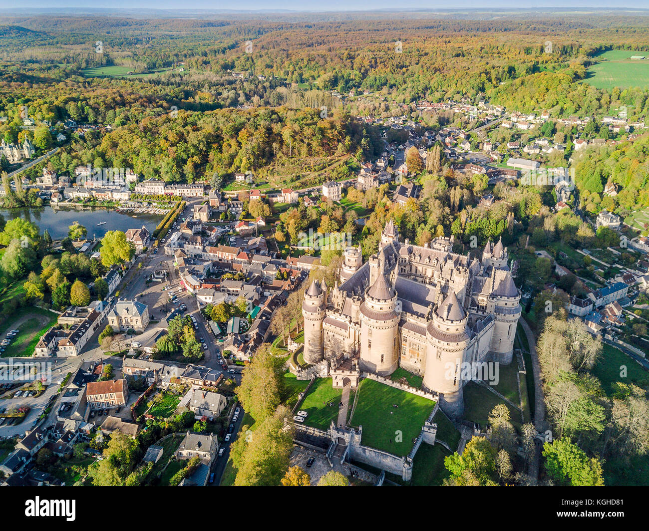 Amazing castle in Pierrefonds in natural surrounding, France Stock ...