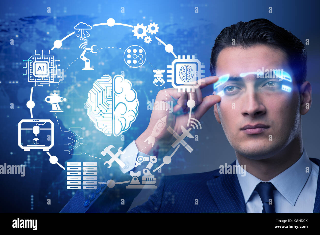 Artificial intelligence concept with businessman Stock Photo - Alamy