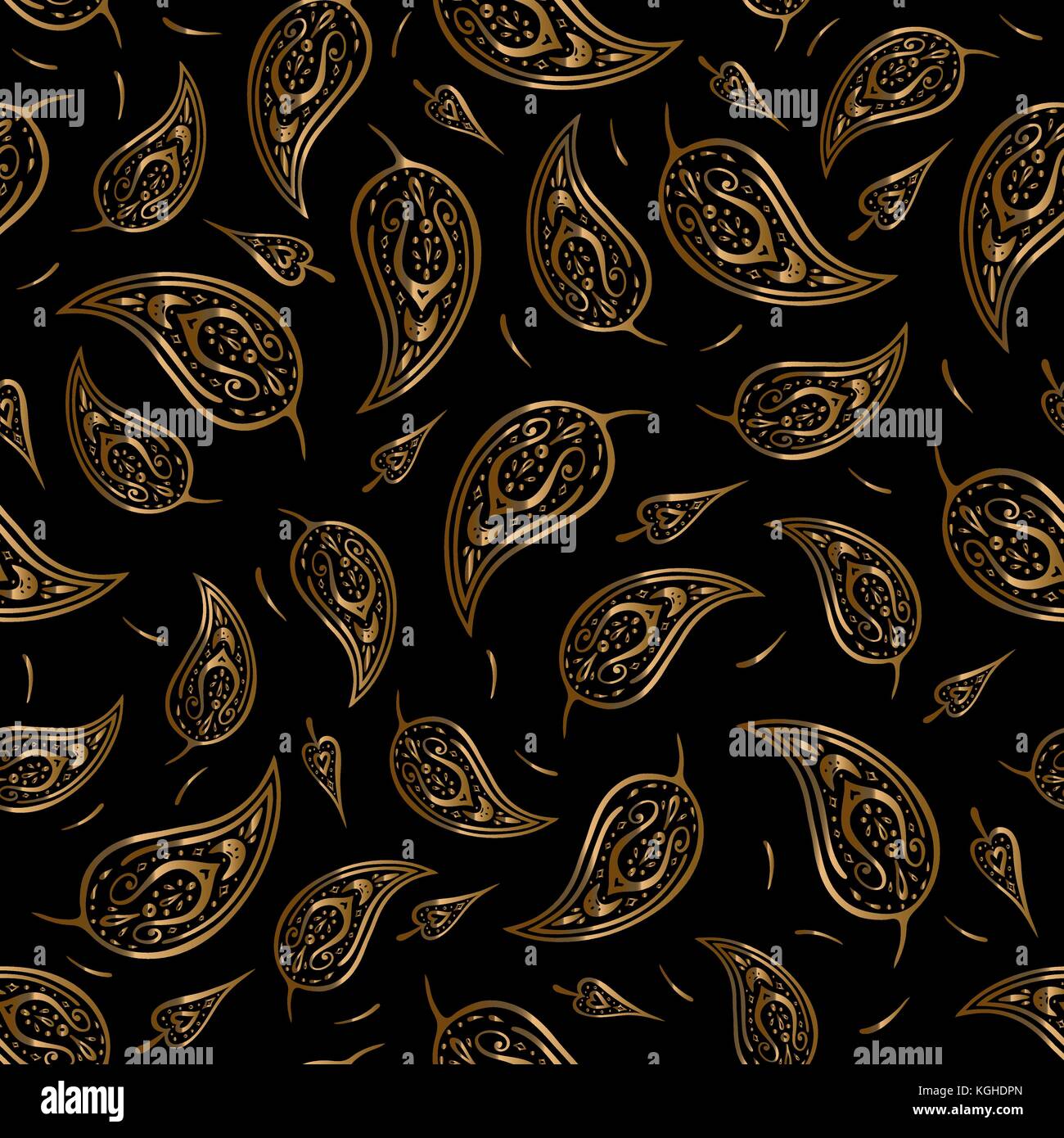 Paisley Beautiful golden seamless background. Elegant Hand Drawn ...