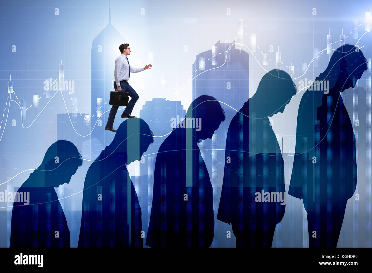 Business people climbing career ladder in business concept Stock Photo ...
