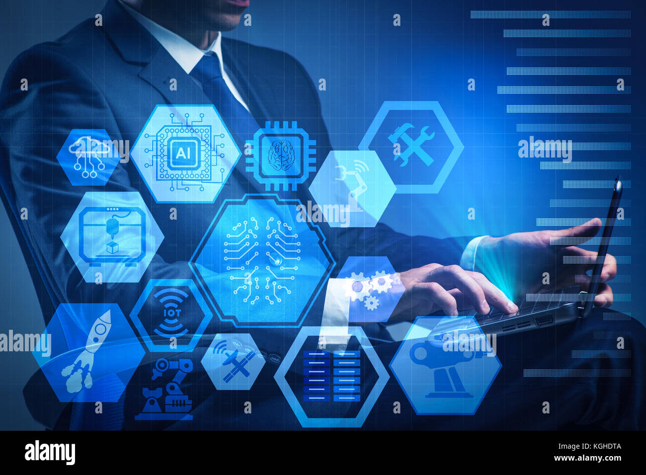 Artificial intelligence concept with businessman Stock Photo - Alamy