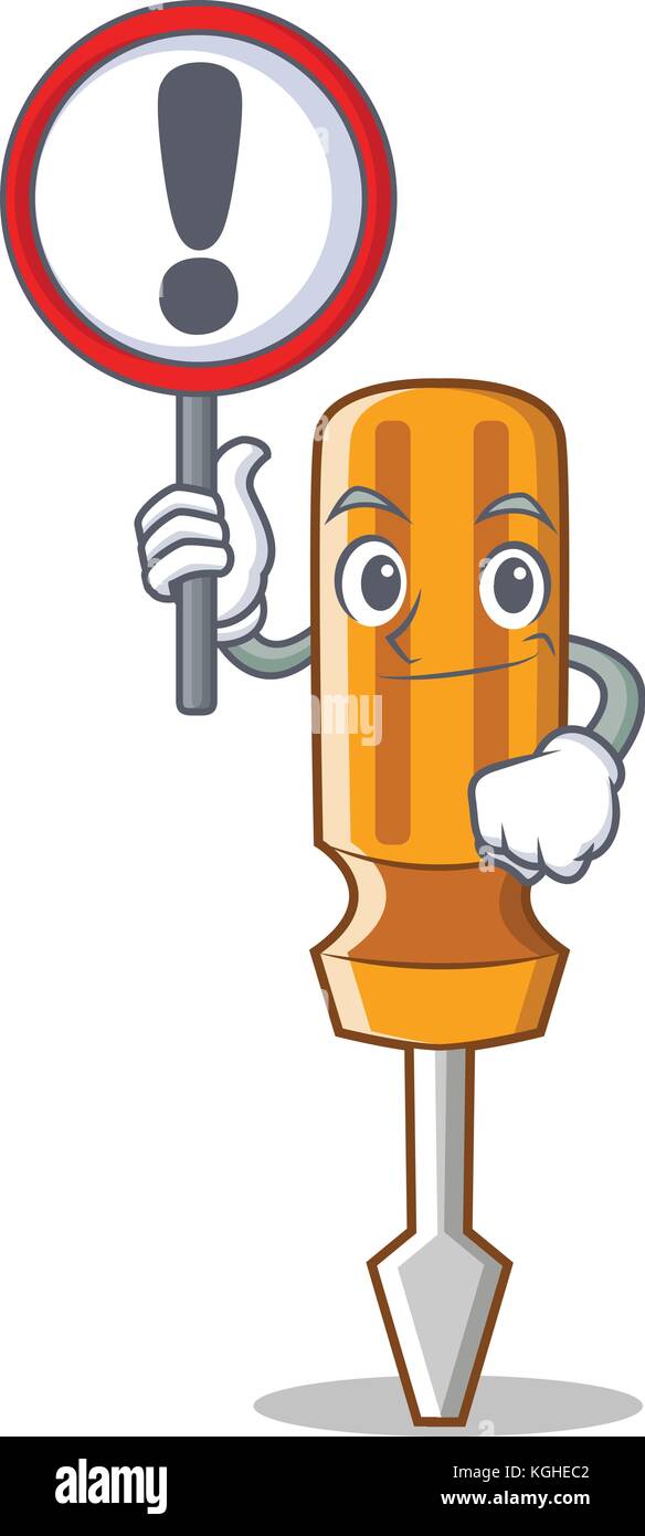 With sign screwdriver character cartoon style Stock Vector Image & Art ...